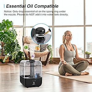 Cool Mist Humidifier, Ultrasonic Air Humidifiers for Bedroom Babies Home, 4.5L Large Top Fill Desk Humidifiers with Three Mist Modes, 360° Nozzle, Auto Shut-Off, Lasts Up to 30 Hours, Super Quiet
