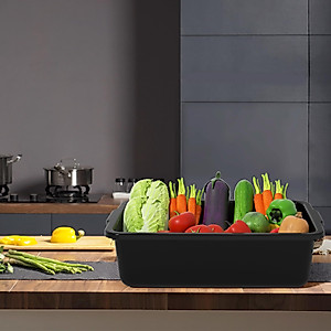 Julyeen 4 Pack 32 L Commercial Restaurant Bus Tubs, Large Plastic Bus Box, Black