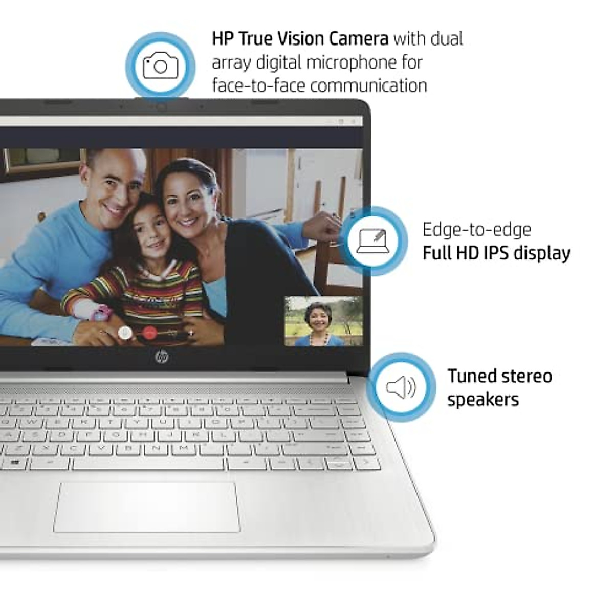 HP 14 Business Laptop Computer, 14" FHD IPS Display, AMD Ryzen 3 3250U, Windows 11 Home, 8GB RAM, 128GB SSD, AMD Radeon Graphics, WiFi 5, HDMI, Type-C, SD Media Card Reader, Long Battery Life, PCS