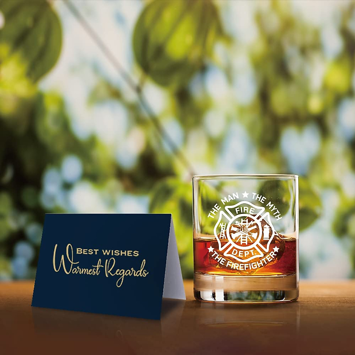 TOUNER The Man The Myth Whiskey Glasses, Firefighter Whiskey Glass, Fireman Whiskey Glass Gift, Firefighter Present For Retirement, Graduation, Birthday