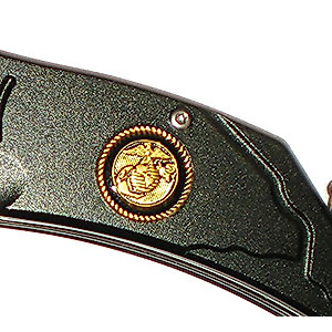 Black Handle Camo Blade KILL'EM ALL LET GOD SORT'EM OUT U.S. MARINES SPRING ASSISTED RESCUE POCKET KNIFE WITH GLASS BREAKER