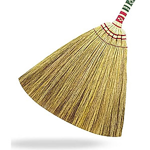 Natural Grass Asian,Brush Broom, Whisk Broom, Brush Wooden Handmade, Handle Bamboo, L16 in x 12in (Turquoise)