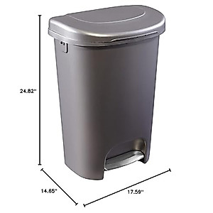 Rubbermaid Classic 13 Gallon Premium Step-On Trash Can with Lid and Stainless-Steel Pedal, Bronze Waste Bin for Kitchen/Home/Garage/Office