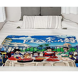 Dragon Ball Super Feast Plush Throw Blanket | Super Soft Fleece Blanket, Cozy Sherpa Cover For Sofa And Bed, Home Decor Room Essentials | Anime Manga Gifts And Collectibles | 45 x 60 Inches