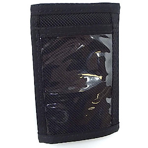 Trifold with Inside and Outside ID Window. Black Ballistic Nylon. Made in USA. (Black)