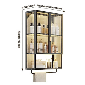 Bathroom Wall Cabinet,metal Medicine Cabinet With Glass Door,bathroom Cabinet Wall Mounted With Towel Bar,over The Toilet Storage Cabinet,hanging Cabinet For Bathroom, Livingroom, Kitchen,cupboard