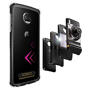 Casewe – Motorola Moto Z2 Force Flexible TPU Protective Bumper Case Cover/Compatible with Moto Mods - Black & Clear