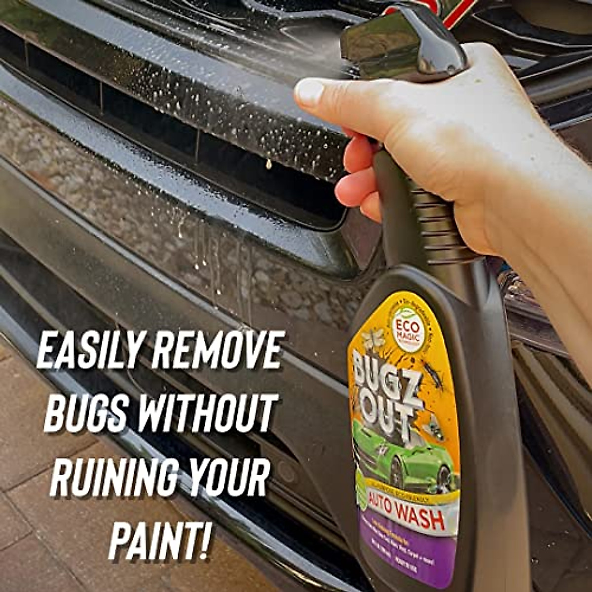 Bugz Out Car Bug Cleaner, Remover and Wash - Spray Bugs, Tar, Bird Poop Off Exterior of Car and Windshield. Remove Black Streaks Without Scratching or Removing Paint. 24 oz spray bottle with Microfiber Cloth (1 bottle)