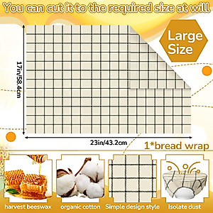 Mindsoft 17 x 23 Inch Reusable Beeswax Food Wrap for Bread Sandwich Wrapper Beeswax Paper Organic Bowl Dishes Covers Sustainable Food Cheese Fruit Snacks Storage Containers Keeper