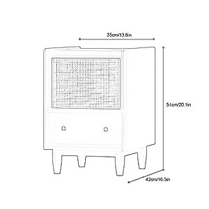End Tables, Nightstand with Night Light, Side Table, Bedside Furniture, Boho Side Table with 2 Drawers, Cane Accent Bedside End Table with Solid Wood Legs, for Bedroom, Dorm and Small Spaces