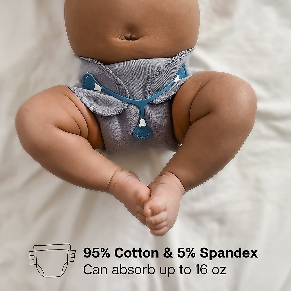 Happy BeeHinds Preflat Baby Diapers - Organic Cotton Cloth Diapers for Babies, Soft and Gentle Solution Perfect for Overnight Diapering, with a Custom Fit and Silky Soft Material (Turquoise)