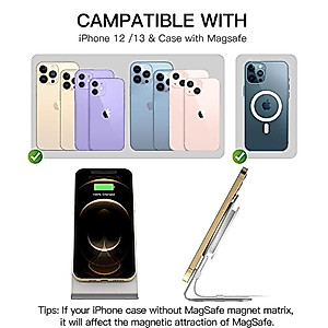 PZOZ Charger Stand Compatible for Apple MagSafe Charger, Aluminum Alloy Charging Station Dock Cable Management Clips, Cord Organizer Holder Stand for iPhone 13 12 Mini, Pro, Pro Max (Silver)