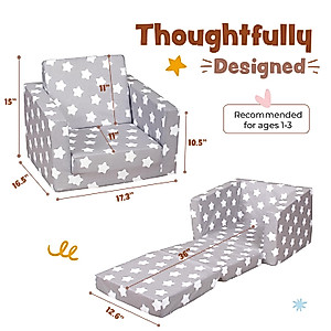Delsit Kids Couch for Toddlers - 2 in 1 Convertible Foam Armchair to Lounger, Comfy Flip Out Lounge Chair, Sofa for Children, Made in Europe