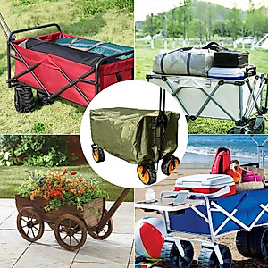 DaMga Garden Wagons Cover, Heavy Duty Outdoor Collapsible Cart Cover, 35x19x17 Inch Dustproof Rain Cover for Grocery, Garden, ATV, Foldable Utility Truck