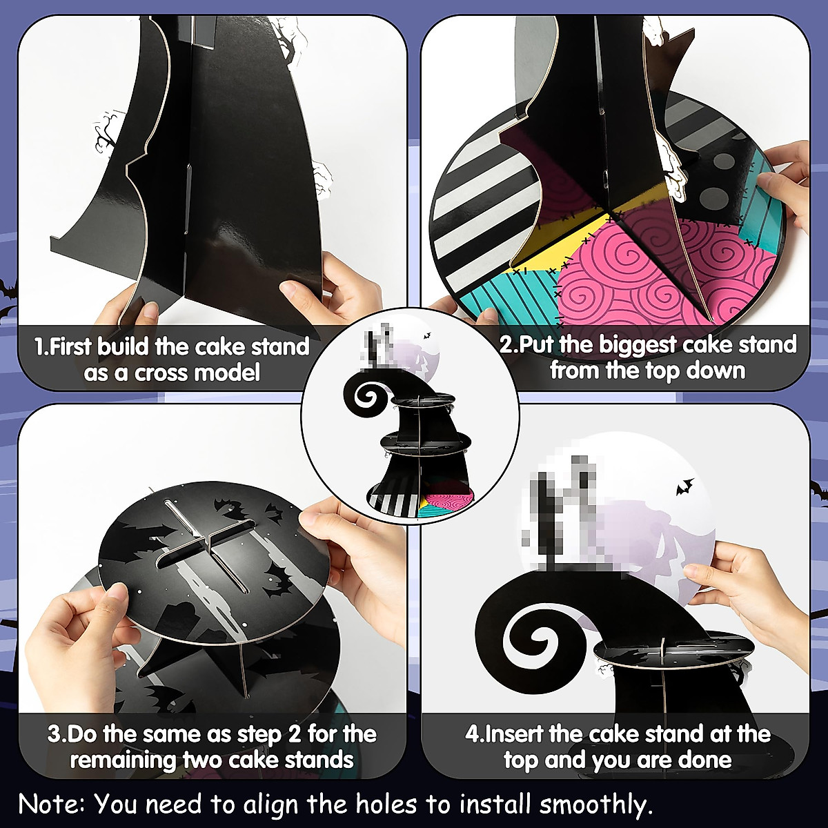 Z1juce Halloween Cupcake Stand 3 Tier Halloween Cardboard Cake Stand Tower Halloween Dessert Holder Halloween Dessert Tower Halloween Cupcake Serving Tray for Halloween Christmas Birthday Party Supply