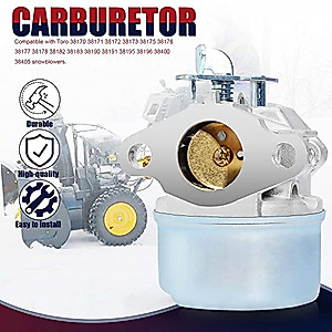 QAZAKY Carburetor Compatible with Toro CCR Powerlite CCR1000 38170 38171 38172 38173 38175 38176 38177 38178 38182 38183 38190 38191 38195 38196 38400 38405 Craftsman Tecumseh Yardmachine Snowblower