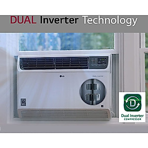 LG 14,000 BTU Dual Inverter Smart Window Unit Air Conditioner, Cools 800 Sq. Ft., Quiet Operation, Up to 25% More Energy Savings, ENERGY STAR®, works with LG ThinQ, Amazon Alexa and Hey Google, 115V