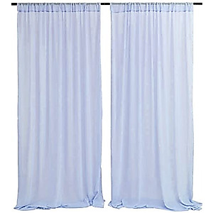 MDS - Wrinkle-Free Wedding 10ft x 10ft Dusty Blue Chiffon Backdrop Curtains Drapes, Sheer Chiffon Fabric Photography Curtain Drapes for Wedding Ceremony Arch Party Stage Decoration - Dusty Blue