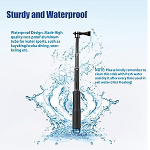 WLPREOE Selfie Stick + Camera Float Accessories Kit for GoPro,19” Waterproof Hand Grip Extension Portable Adjustable Monopod Pole for GoPro Hero 11 10 9 8 MAX 7 Black Silver White/6/5 Black/5S/4/3