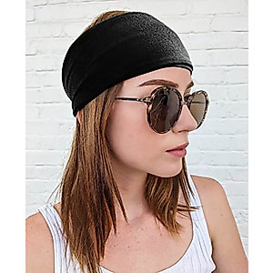 Styla Hair Solid Headband for All Hair Types – 6 Pack Wide Headbands for Women in Soft Stretch Fabric for All Day Wear – Trendy & Stylish Headbands for Women's Hair (Black)