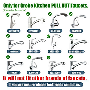 Kitchen Faucet Parts for Grohe 48293000 Replacement Hose with Weigt Ball and 3 Connect Adapters, Grohe Ladylux 46174000 46092000 Kitchen Faucet Hose Replacement Parts, Pull-Down Hose for Sink, 59"