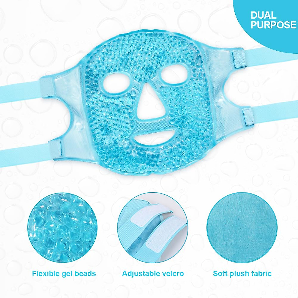CONBELLA Cold Face Eye Masks Ice Face Mask Hot Cold Compress For Dark Circles, Puffiness, Migraines, Headache, Stress, Redness, Cooling Face Masks For Women Man, Skin Care