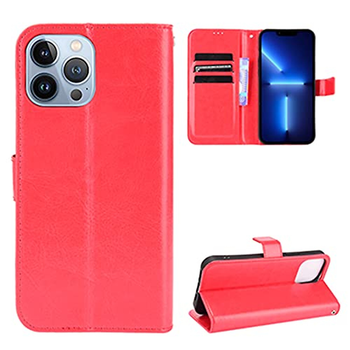 MojieRy Phone Cover Wallet Folio Case for Oppo Reno 2, Premium PU Leather Slim Fit Cover for Reno 2, 3 Card Slots, Feel Good, Red
