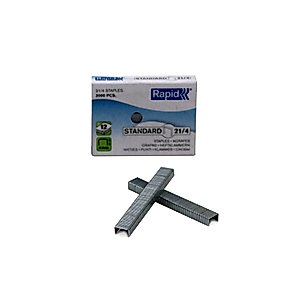 Rapid 21/4mm Standard Staples, for Stapling up to 12 Sheets, Use with Mini and Desktop Staplers, Galvanised Wire, Box of 2000, 24867500