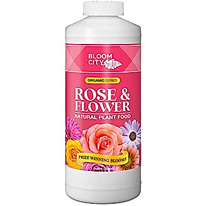 Rose & Flower Natural Plant Food for Prize Winning Blooms in Homes & Gardens by Bloom City, Quart (32 oz)
