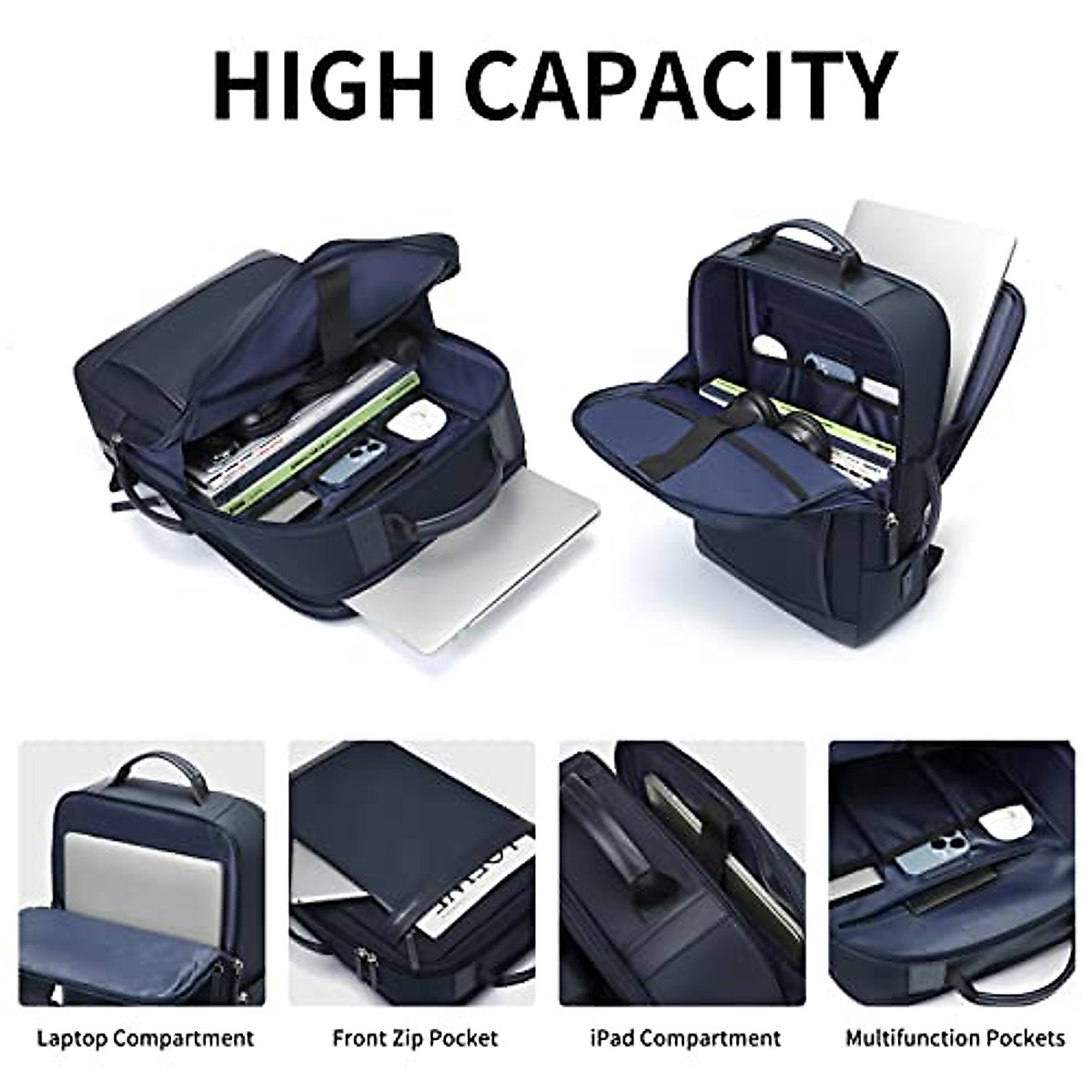 GOLF FOREVER Laptop Backpack Anti Theft Travel Backpack for Men with USB Charging Business Water Resistant College Bookbag Fits 15.6 Inch Notebook (Dark Blue, 15.6 Inch)