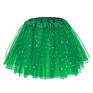 Girls Tutu Skirts Fluffy Ballet Dress Up for Toddler Kids 3 Layers Tulle Tutus Princess Dresses Sparkle Tutu (2T - 8T) Green