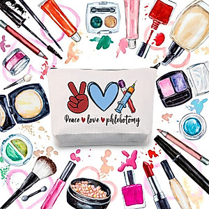 BDPWSS Phlebotomist Gift For Women PBT Nurse Graduation Gift Peace Love Phlebotomy Funny Phlebotomy Technician Makeup Bag (Peace love phle)