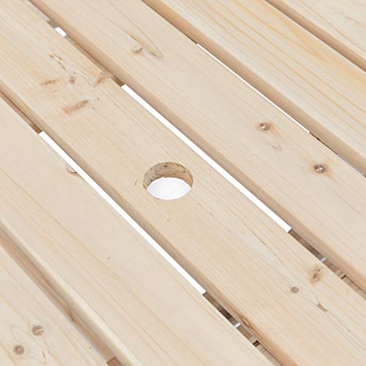 Gardenised Wooden Outdoor Patio Garden Round Picnic Table with Bench, 8 Person-Natural