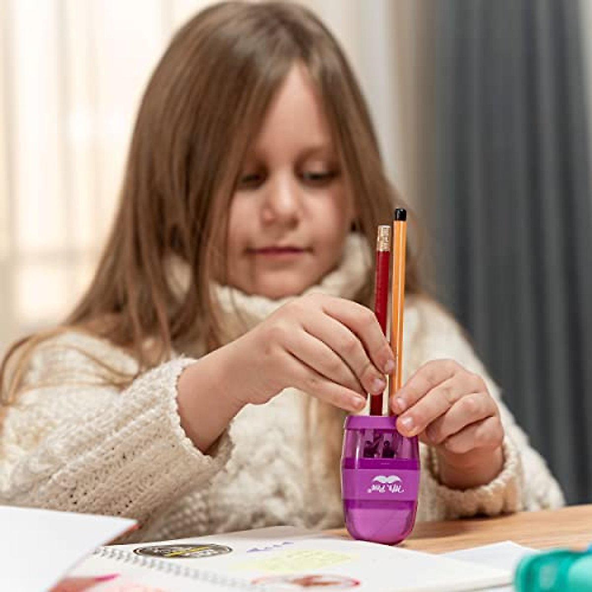 Mr. Pen- Pencil Sharpener & Eraser, 4 Pack, Colorful, 2 Sharpening Holes, Pencil Sharpeners Manual, Manual Pencil Sharpener, Pencils Sharpener, Handheld Pencil Sharpener, Small Pencil Sharpener