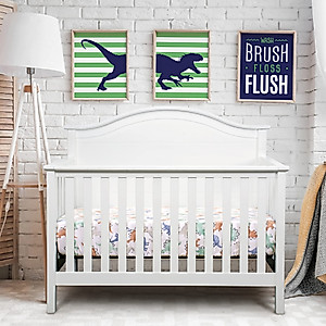 UOMNY Crib Bedding Sets for Boys - 3 Piece Dinosaur Nursery Bedding Set Baby Boys Bedding Sets Crib Set Crib Quilt Fitted Sheet Crib Pilowcase Grey Plaid / Blue Little Dinosaurs