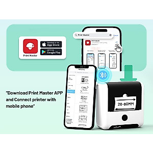 Memoqueen Label Maker Machine with 3 Roll Labels M200 Portable Label Makers, Upgrade 3 Inch Bluetooth Thermal Barcode Label Printer for Small Business/Home Use, for Retail, Logo, Labeling, Name, White