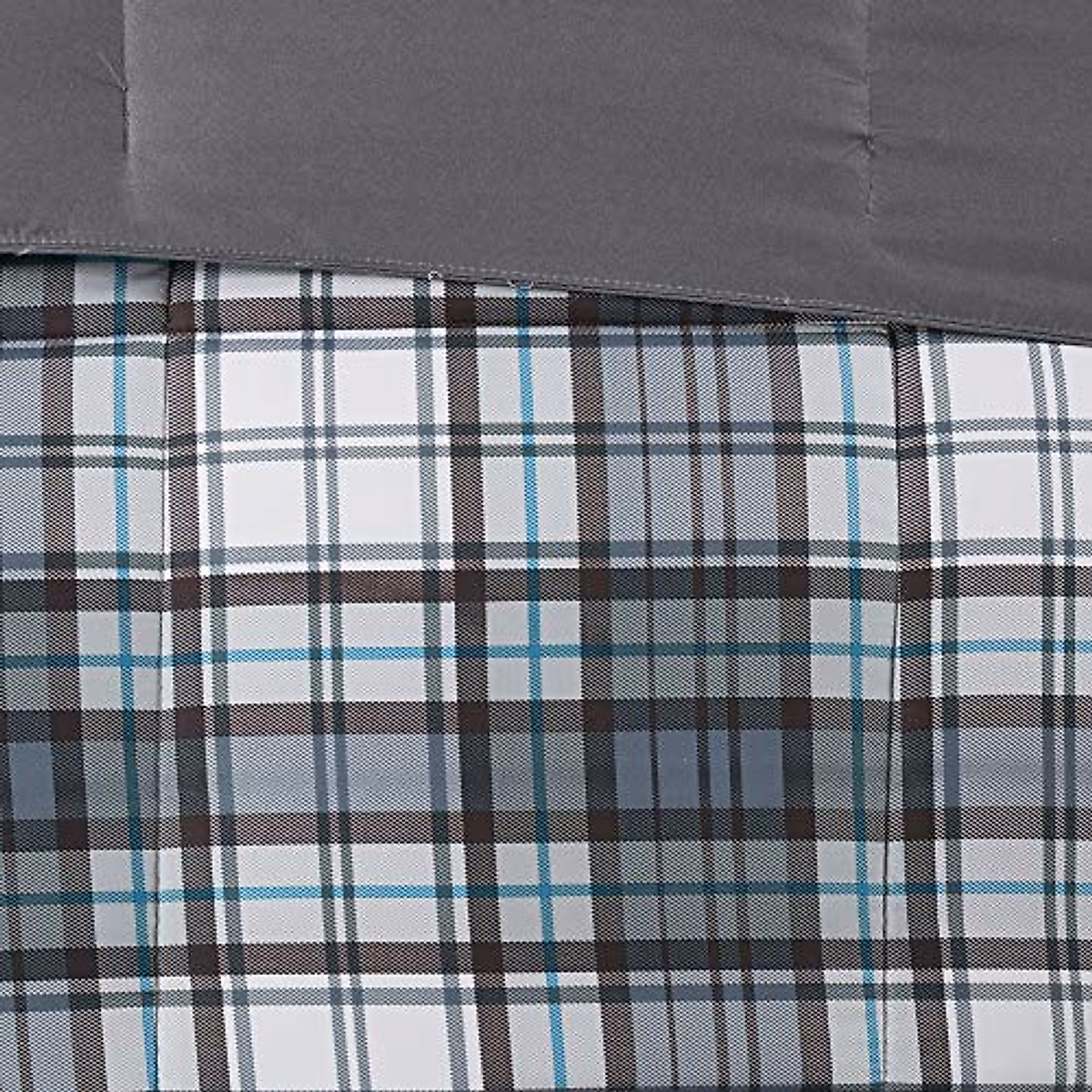 Madison Park Essentials Parkston Plaid Comforter, Matching Sham, 3M Scotchguard Stain Release Cover, Hypoallergenic All Season Bedding-Set, Full/Queen, Grey, 3 Piece