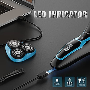 ROAMAN Men Electric Razor, Mens Electric Shavers Rechargeable Corded and Cordless Electric Razor for Men Wet Dry Waterproof IPX7 Electric Shaver with Pop-up Trimmer