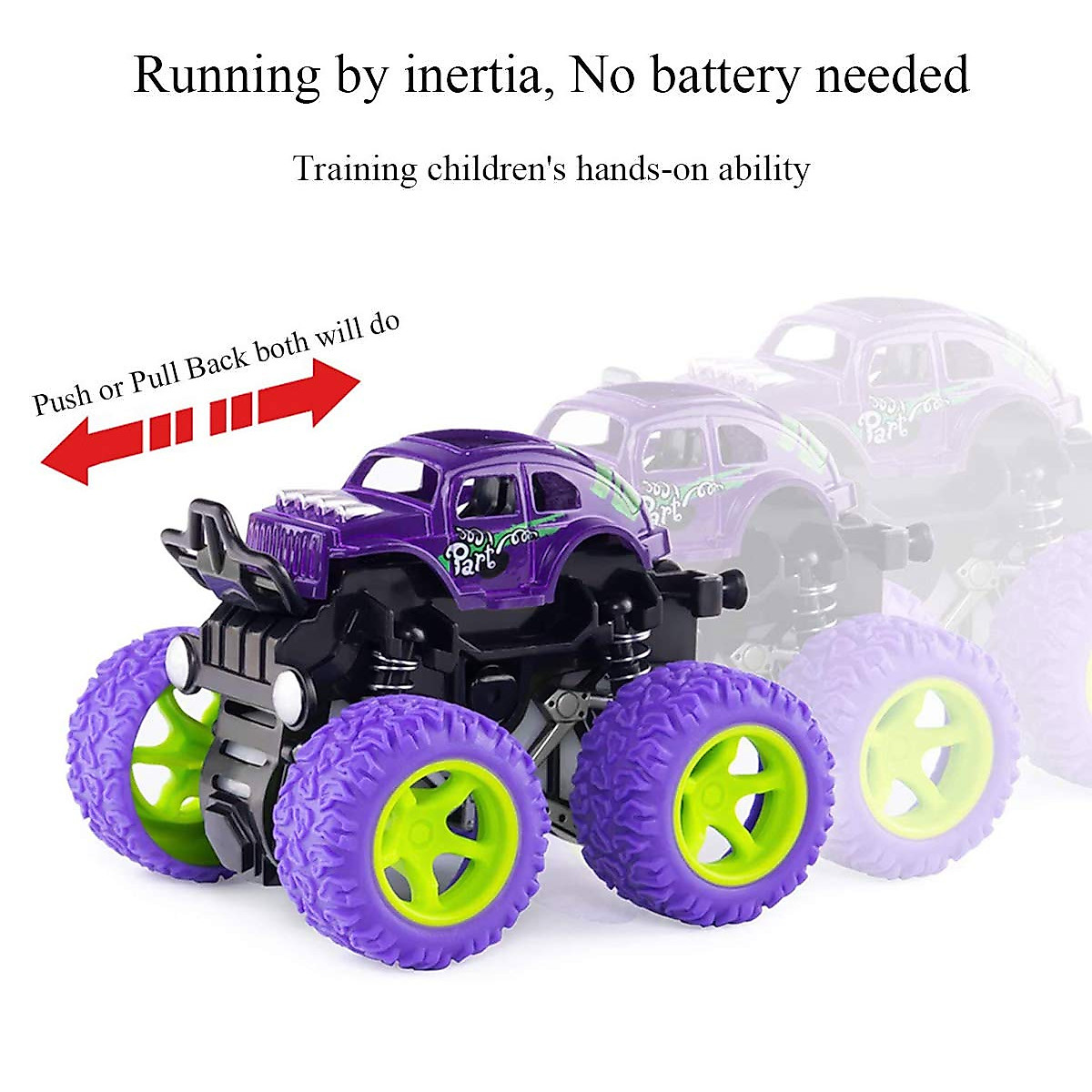 JAFATOY 2 Pack Monster Trucks Toys for Boys, Pull Back Cars Monster Toy Trucks for Toddlers Toy Cars for 1-12 Years Old Boys Girls Great Car Toy Gift for Kids