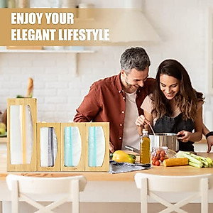 Vivnoon Ziplock Bag Organizer 4pcs Separate Bamboo Drawer Organizer, Food Storage Bag Organizer, Kitchen Baggie Organization Drawer for Gallon, Quart, Sandwich and Snack Bag