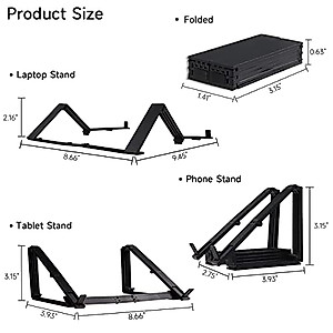 MIUZMORE Laptop Stand, Portable Magic Folding Laptop Stand Acrylic Laptop Stand for Office Desk laptops, Mobile Phones and Tablets, and can be Used Freely in cafes, Libraries, and Offices（Black）