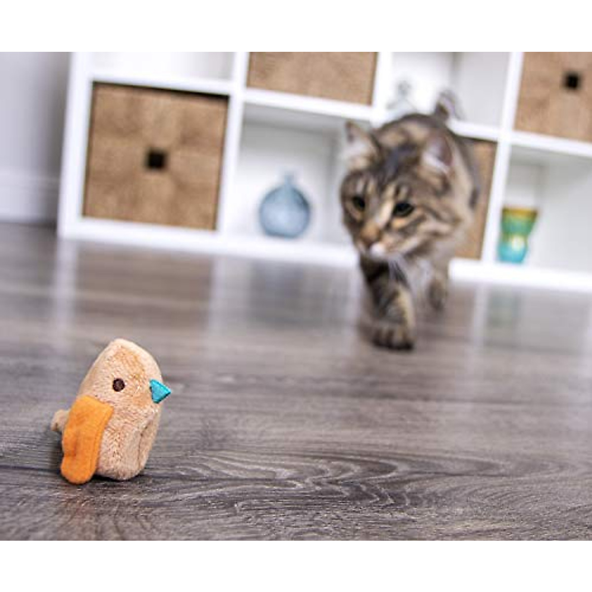 SmartyKat Chickadee Chirp Electronic Sound Cat Toy, Contains Catnip, Battery Powered - Light Brown, One Size