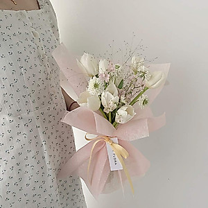 BBJ WRAPS Korean Wrapping Paper Gift Flower Wrapping Cotton Waterproof Bouquet Packaging Tissue Paper Florist Supplies 15 Sheets, 22.8 x 22.8 Inch (White) Product Name