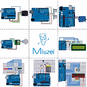 Miuzei Starter Kit Compatible with Arduino Projects with Microcontroller, LCD1602 Module, Breadboard, Power Supply, Servo, Sensors, Jumper Wires, LEDs, Detailed Tutorial MA13