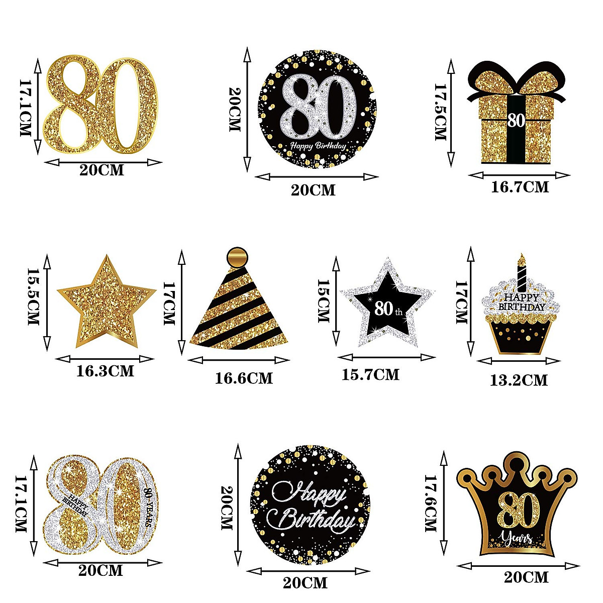 Frienda 80th Birthday Party Decorations, 80th Birthday Party Hanging Swirls Ceiling Decorations Shiny Celebration 80 Hanging Swirls Decorations for 80 Years Old Party Supplies, 30 Count