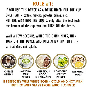 Bright Milk Frother Handheld Rechargeable | Electric Coffee Stirrer | Matcha Mixer | Drink Mixer For Milk, Cappuccino, Lattes, Frappe, Milkshakes, Eggs, Smoothie | Stainless Steel Milk Foamer