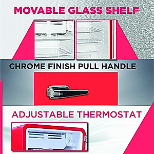 FRIGIDAIRE EFR372-RED 3.2 Cu Ft Red Retro Compact Rounded Corner Premium Mini Fridge