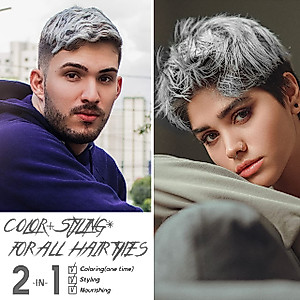 Gray Temporary Hair Wax Color, SOVONCARE Professional Styling Pomades Natural Hairstyle Clay for Men & Women Christmas Cosplay Date 4.23 oz (Upgraded Sliver Gray)