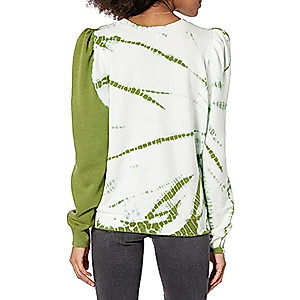 The Drop Women's Jean Puff-Sleeve Fleece Sweatshirt, Treetop, XS