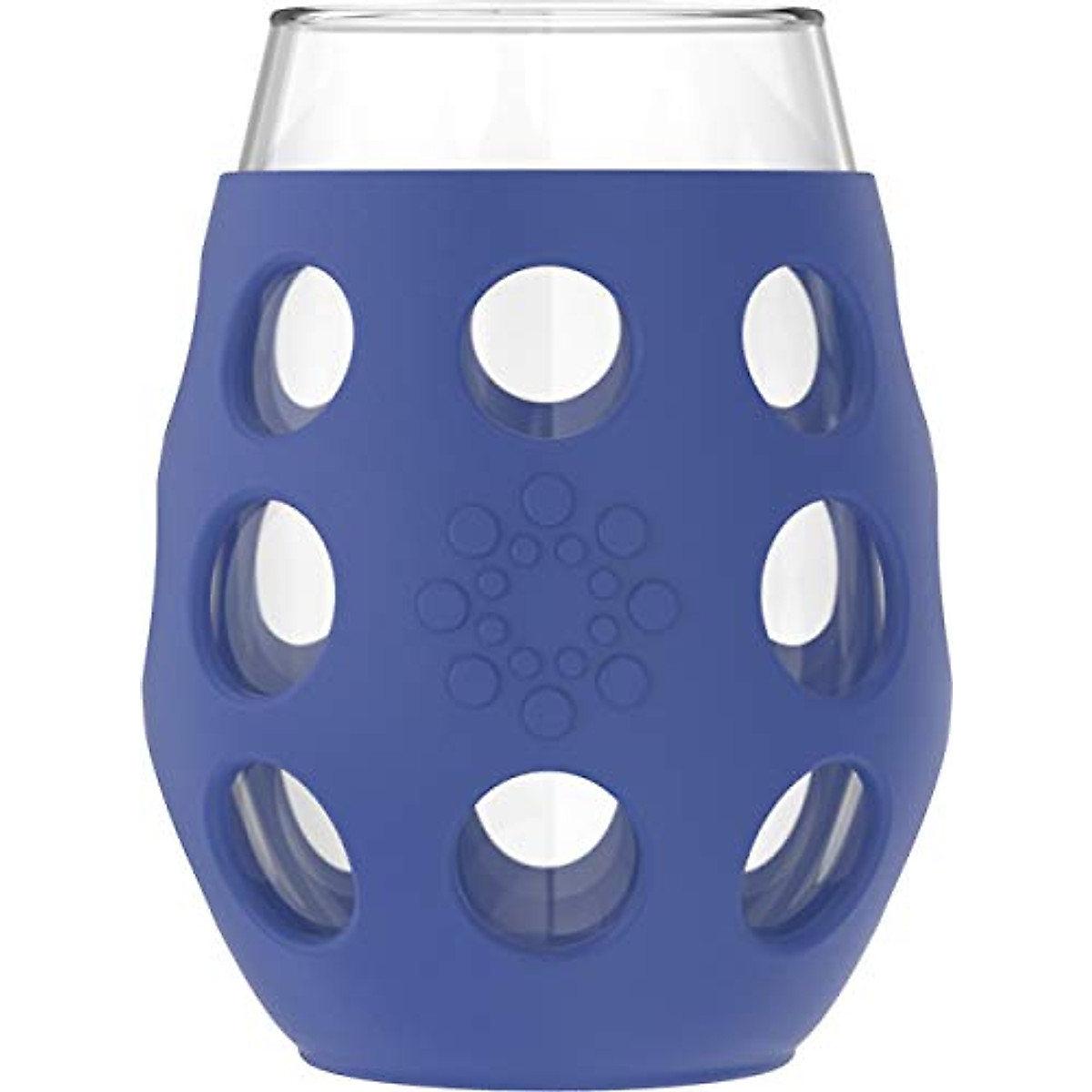 Lifefactory Wine Glass with Protective Silicone Sleeve, 4 Count (Pack of 1), Orange, Cobalt, Grass Green and Huckleberry
